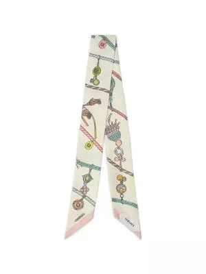 Versace Jewel-print Silk Scarf - White