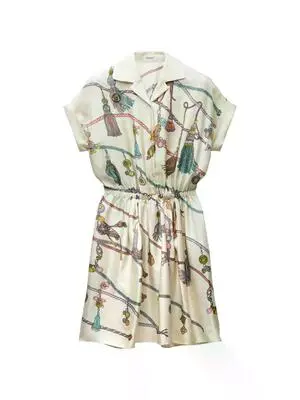 Versace Printed Silk Twill Mini Shirt Dress