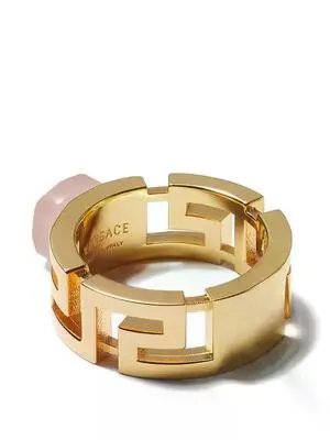 Versace Greca Motif Ring With Faceted Stone