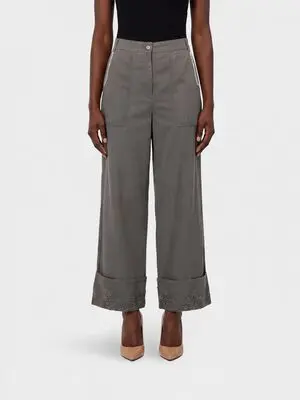 Liu Jo Wide Leg Cropped Trousers With Rhinestone Embellishments
