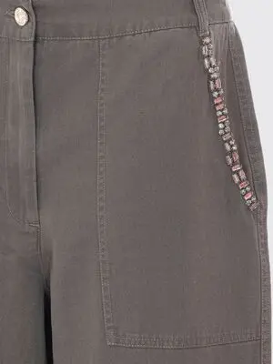 Liu Jo Wide Leg Cropped Trousers With Rhinestone Embellishments