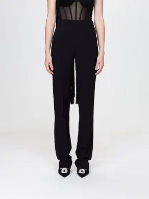 Elisabetta Franchi High-waisted Crêpe Trousers With Fringe Detail