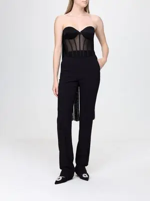 Elisabetta Franchi High-waisted Crêpe Trousers With Fringe Detail