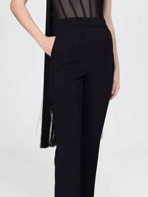 Elisabetta Franchi High-waisted Crêpe Trousers With Fringe Detail