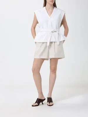 LEMAIRE Sleeveless V-neck Denim Top With Tie Waist - White