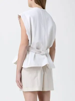 LEMAIRE Sleeveless V-neck Denim Top With Tie Waist - White