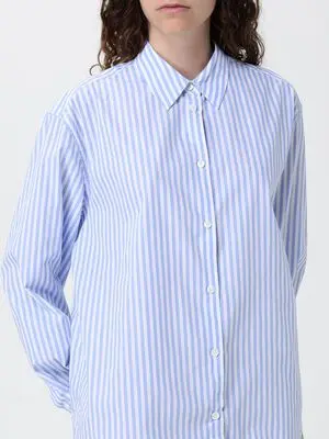 MC2 SAINT BARTH Striped Cotton Long-sleeve Shirt With French Collar - Sky Blue