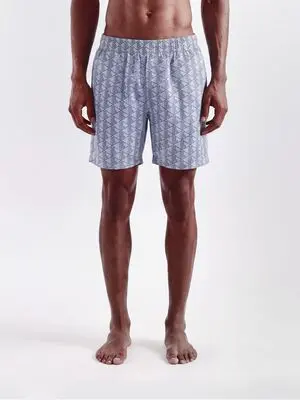 Lacoste Geometric Print Swim Trunks - Gnawed Blue