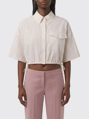 Patrizia Pepe Cropped Shirt With Drawstring Hem