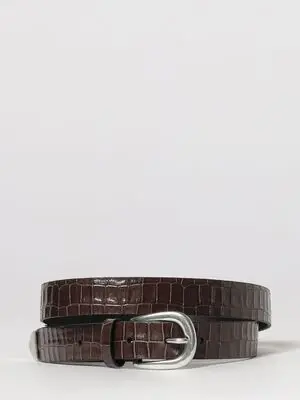 Paul Smith Croc Effect Leather Belt - Brown