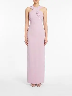 Solace London Halterneck Off-the-shoulder Crêpe Maxi Dress - Pink