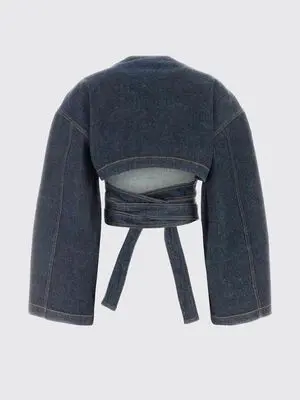 Alaïa Cropped Wrap Denim Jacket