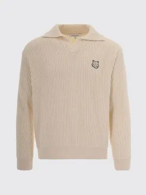 Maison Kitsuné Ribbed Knit Polo Sweater