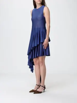 Alaïa Crewneck Asymmetrical Knit Top - Blue