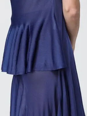 Alaïa Crewneck Asymmetrical Knit Top - Blue