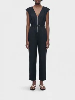 Patrizia Pepe Sleeveless V-neck Zip-up Jumpsuit - Black