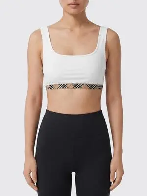 Burberry Logo Trim Scoop Neck Top - White