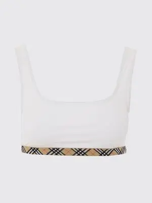 Burberry Logo Trim Scoop Neck Top - White