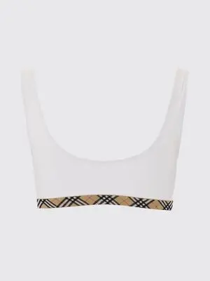 Burberry Logo Trim Scoop Neck Top - White