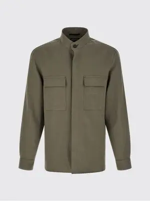 Zegna Mandarin Collar Linen Shirt Jacket