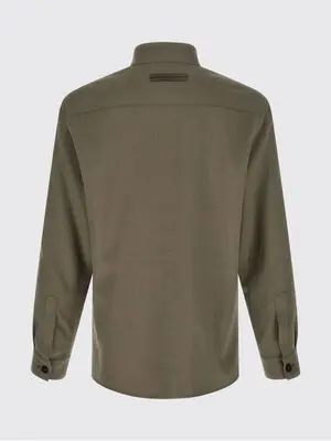 Zegna Mandarin Collar Linen Shirt Jacket