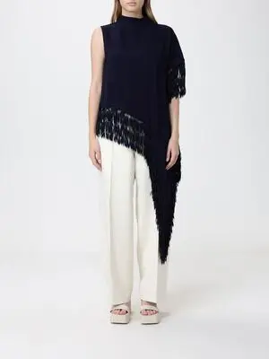 BOSS Asymmetrical Draped Top With Fringe Detail