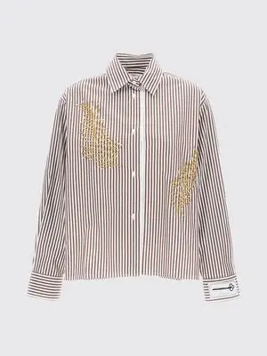 DES_PHEMMES Embroidered Striped Shirt