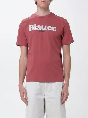 BLAUER. Cotton T-shirt With Logo - Brick Red