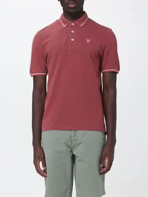 BLAUER. Cotton Polo Shirt With Emblem - Brick Red