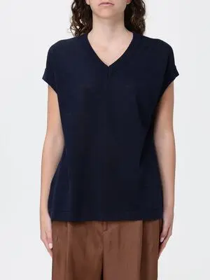 Max Mara Linen V-neck Top - Blue
