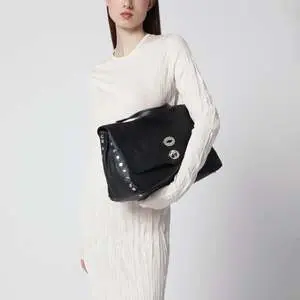 ZANELLATO Medium Postina Bag In Hammered Leather - Black