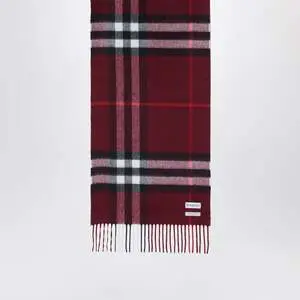 Burberry Burgundy Cashmere Scarf With A Checked Pattern - Red