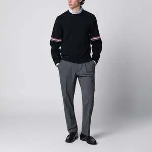 SANTANIELLO Dark Wool Blend Trousers - Grey