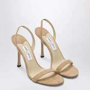 JIMMY CHOO Jenn 100 Suede Sandals - Beige
