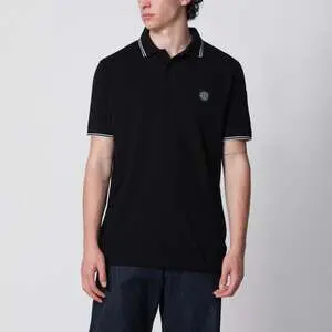 Stone Island Polo With Compass Logo Patch - Black
