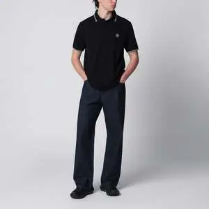 Stone Island Polo With Compass Logo Patch - Black