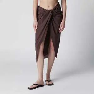 Jacquemus Asymmetric Draped Midi Skirt - Brown