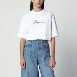 Jacquemus Cotton And Hemp Jersey T-shirt With Logo Print - White