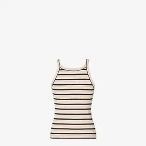 Fendi Rib Knit Striped Sleeveless Top
