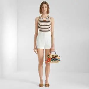 Fendi Rib Knit Striped Sleeveless Top