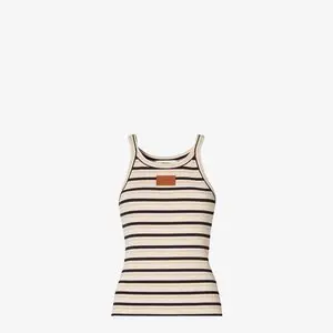 Fendi Rib Knit Striped Sleeveless Top - Multicolour