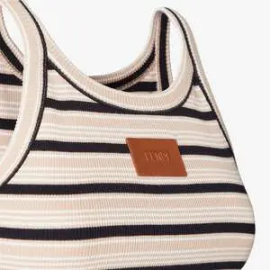 Fendi Rib Knit Striped Sleeveless Top
