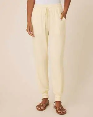 Splendid Supersoft Brushed French Terry Jogger With Drawstring Waist And Cuffed Ankles - Navy