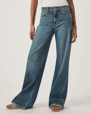 Splendid Medium Wash Slim Palazzo Jeans - Ocean