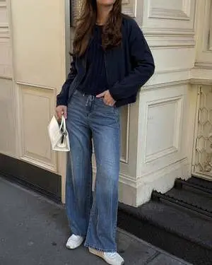 Splendid Lounge Denim Pant Wide Leg Drawstring Trousers - Bleached Indigo