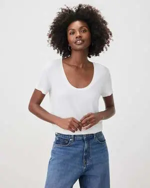Splendid Sloane Scoop Tee Essential Short Sleeve Top - Black