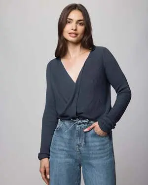 Splendid Loopknit Surplice Sweater