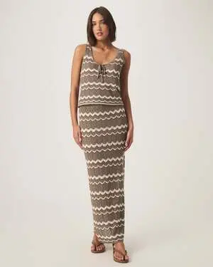 Splendid Eleni Sweater Tank With Tie Neck And Scalloped Hem