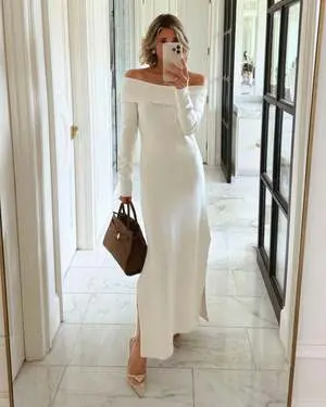 Splendid X @cellajaneblog Off-the-shoulder Sweater Dress - Snow