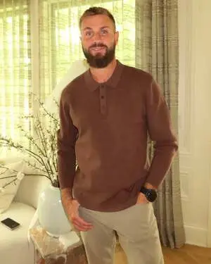 Splendid X @cellajaneblog Ribbed Collared Sweater With Tortoise Shell Buttons - Truffle